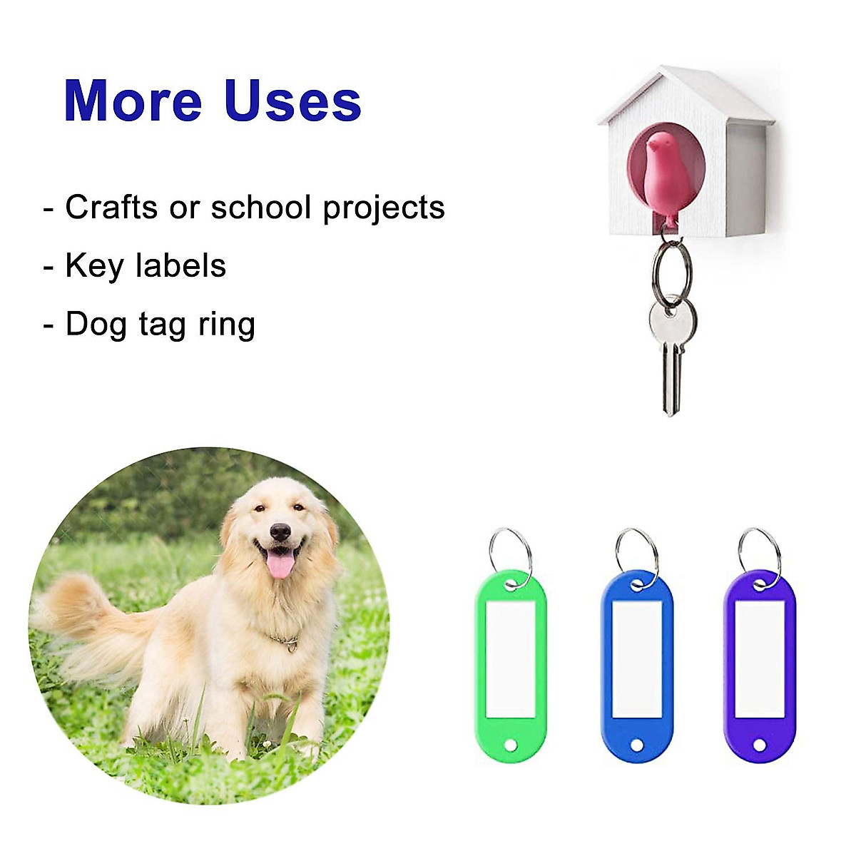 Key Rings for Keychain, Car Keys, Dog Tag Ring, Crafts, Silver, 12Pics