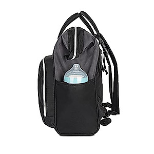 Bananafish Diaper Bag - Multi-Function Design Nappy Bag for Baby Care or Travel - Carry or Wear as Backpack - Large Capacity in Trendy, Stylish Design, Black/Grey, one Size