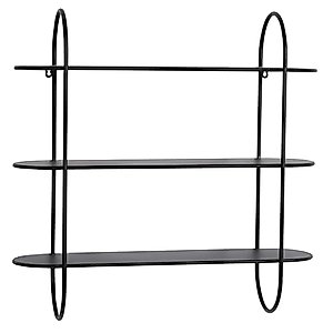 Deco 79 Metal Oval 3 Shelf Wall Shelf, 28" x 8" x 28", Black