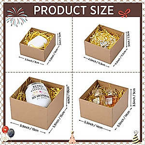 4 Pieces Wedding Gift Boxes with Lids Multi Sizes Nesting Square Boxes Stackable Favor Boxes Decorative Cardboard Box with Ribbon for Holiday Weeding Birthday Party Gift (Kraft Box)