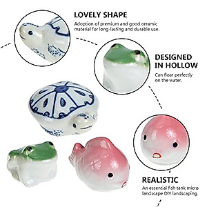 MAGICLULU 3Pcs Ceramic Animal Figurines Fish Frog Turtle Aquarium Floating Decorations Realistic Artificial Fishes Fish Tank Decorations Ornaments
