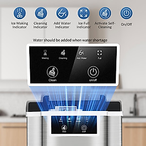 JINJUNYE Nugget Ice Maker Countertop, 38LBS/Day, Self Cleaning, Soft Chewable Pellet Ice Machine, Portable Crushed Ice Makers for Home, Kitchen, Stainless Steel