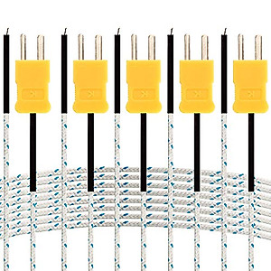 STARVAST 5 Pcs K-Type Thermocouple Sensor Probes 3m / 9.8ft, Temperature Sensor Probe Measure Range -50-400°C (-58-752°F)