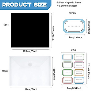 20Pcs Rubber Magnetic Sheets 0.5mm Thickness with Clear Stamp Die Storage Pockets 48 Label StickerResealable Plastic Storage Pocket Large Envelope Case Cutting Dies Stencil Organizer forCard Making