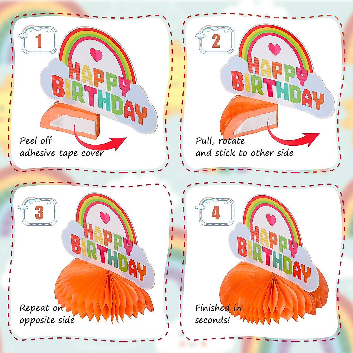 9 Pieces Rainbow Honeycomb Rainbow Party Decorations Cloud Sun Heart Balloon Decor Rainbow Centerpieces for Tables Rainbow Honeycomb Paper Centerpiece for Birthday Baby Shower