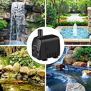 Fountain pump 400GPH 25W Outdoor Fountain Water Pump kit Pond Pump Submersible Pump with 2 Nozzles Hose Tubing for Aquarium Fish Tank Fountain Pond submersible Hydroponic And Backyard Garden