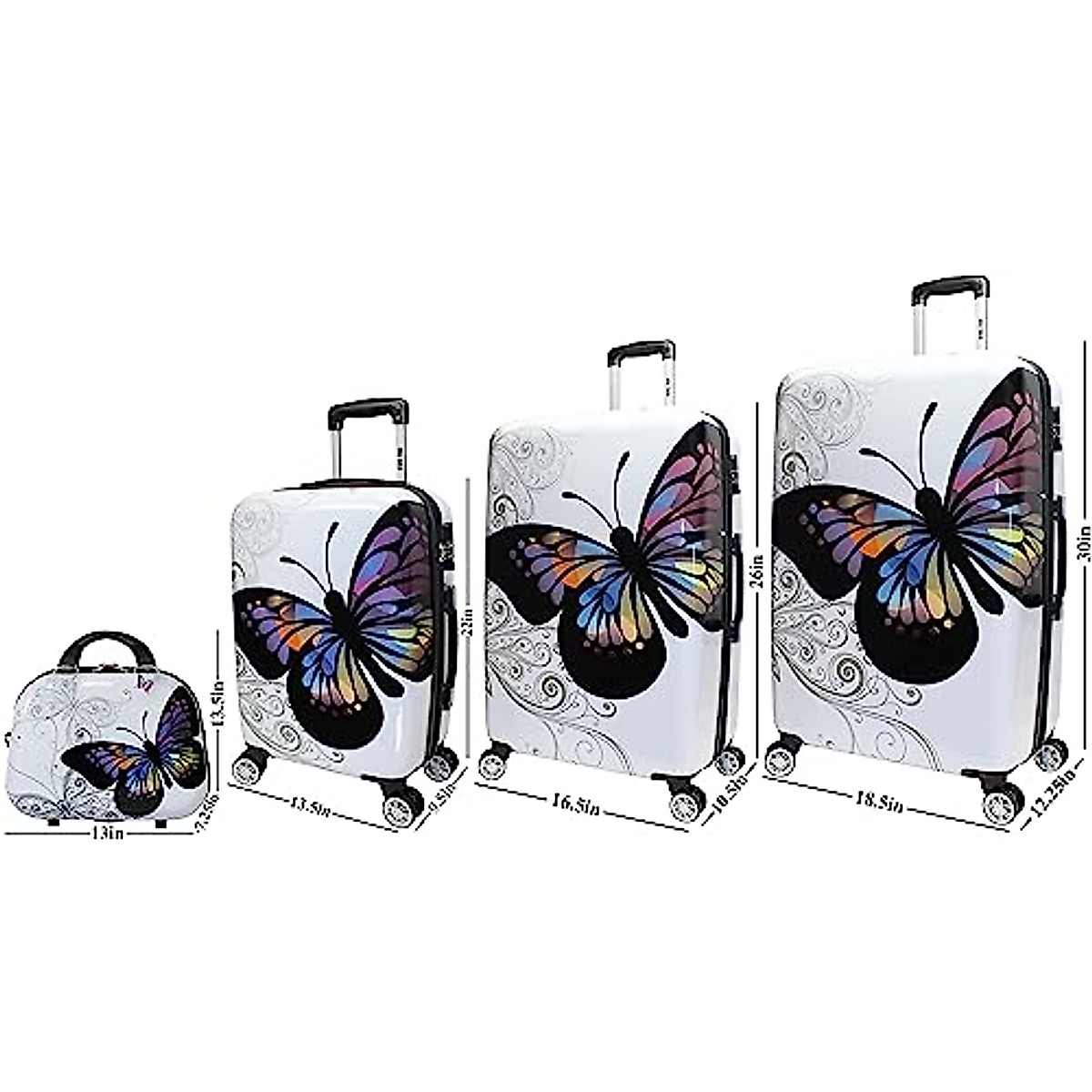 World Traveler Butterfly Luggage, 4-Piece Set