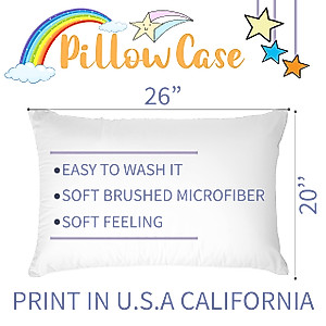 Personalized Toddler/Baby Bed Pillowcase w/Name 20"x26" - Customized Unicorn/Cat Pillow Case/Cover for Boy Girl Kids - Custom Travel/Bedding/Crib/Nursery/Infant Organic Cotton Pillowcases Sleeping C1