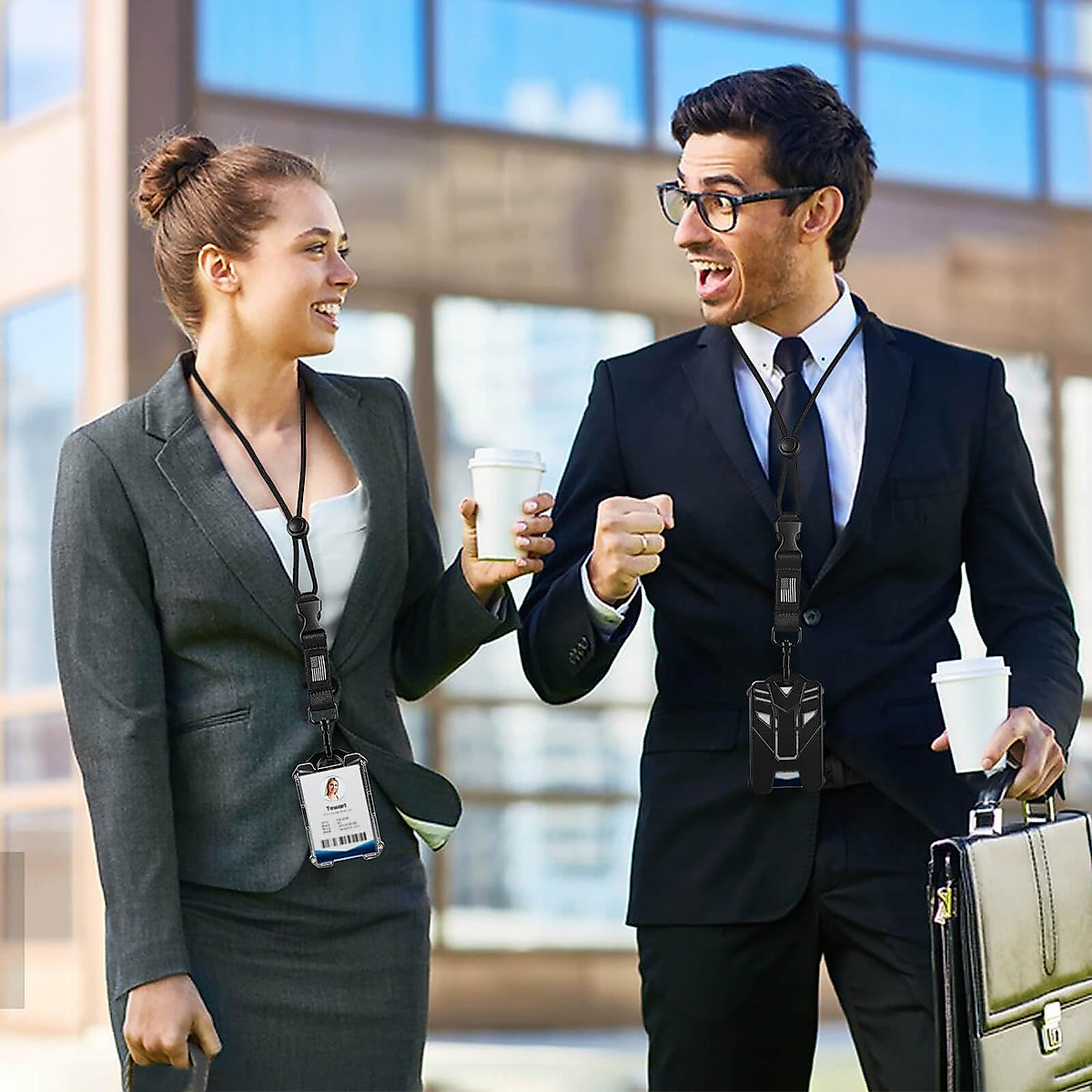 DAYGOS Hard Plastic Badge Holder, Tactical ID/Credit Holder with Heavy Duty Breakaway Neck Lanyard, Detachable Card Holder Lanyards for Keys, Offices, Cruise, School (Black, Holds 1 to 6 Cards)