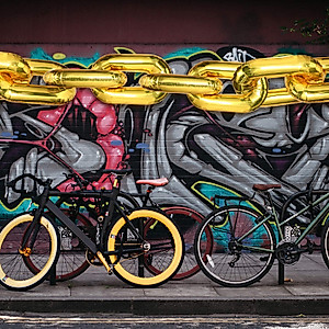 48 Pieces 16 Inches Foil Chain Balloons Jumbo Gold Chain Balloons for 80s 90s Party Decor Chain Link Balloons for Hip Hop Retro Theme Birthdays Weddings Graduations Party Supplies