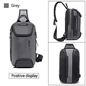 Uaskmeyt Anti Theft Sling Bag Sling Backpack with TSA Lock, Shoulder Bag Crossbody Backpack with USB Charging Port, Water Resistant Over Shoulder Chest Casual Daypacks (Gray)