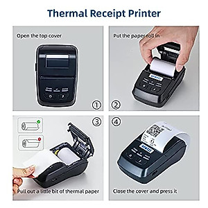 vretti Bluetooth Receipt Printer, 2inches 58mm Portable Direct Thermal Printer Compatible with Android,Windows, Mini Wireless Mobile USB POS Printer for Restaurant Retail, Sales, Kitchen, Hotel