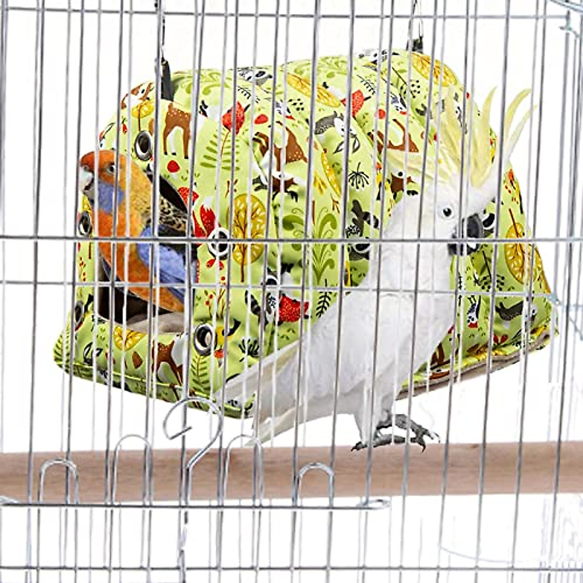 Yajuyi Winter Parrot Cage Hammock Parrots Bird Bed Perch Swing Birdcage Accessories Parrot Shed Birds Hanging Nest for Finches Cockatoo Bluebirds, M