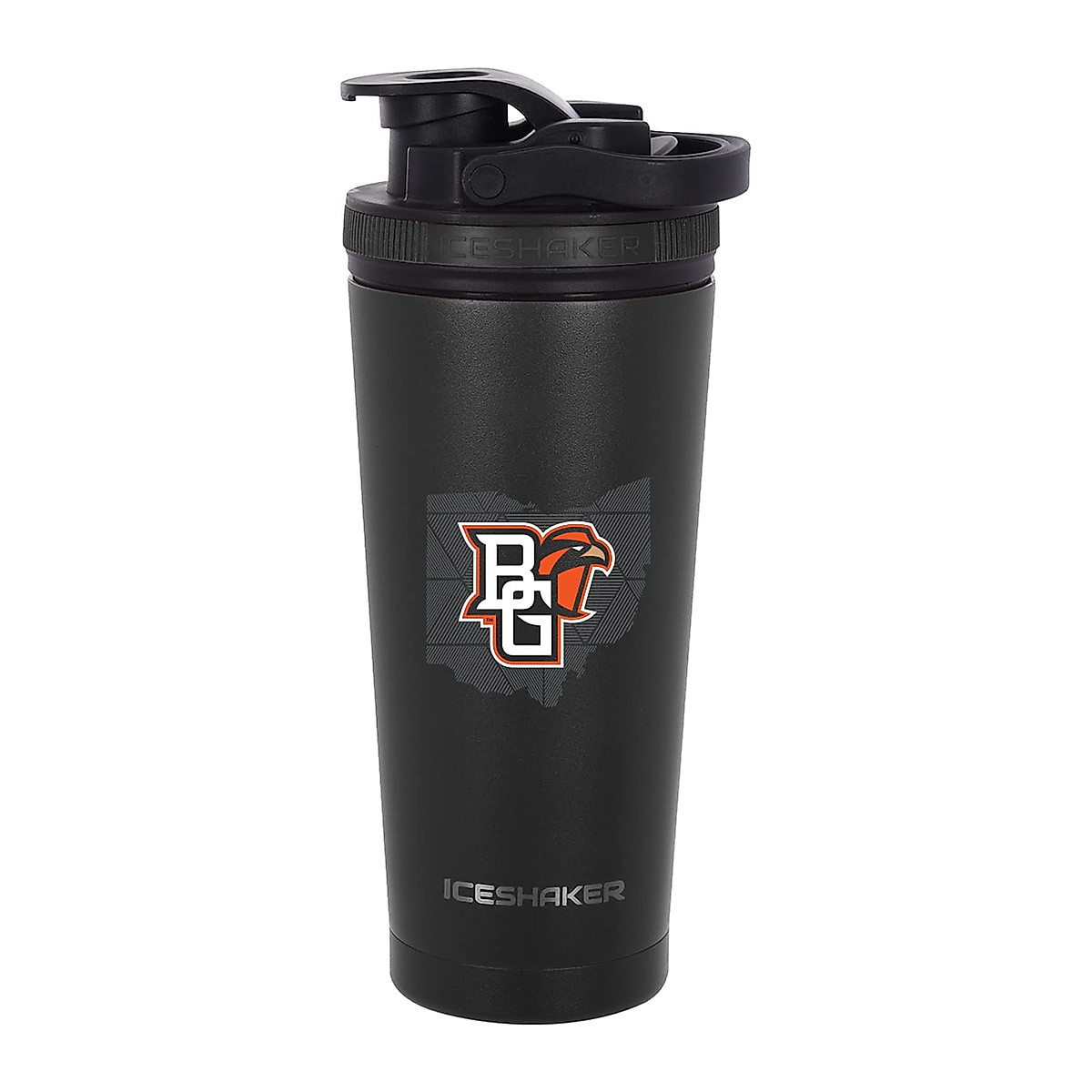 Helm Bowling Green State University Stainless Steel Ice Shaker Bottle, 26 Oz, Black