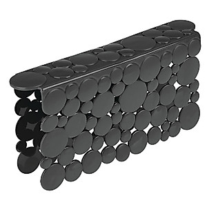 mDesign Decorative Kitchen Plastic Sink Protector Set, Quick Draining - Protect Surfaces and Dishes - Modern Bubble Design - Includes 1 Saddle, 2 Large Mats - Set of 3 - Black