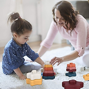 Mini Silicone Stacking Ring Toys, Baby Toddler Star-Shaped Soft Building Blocks Learning Toys for Babies up to 6 Months of Early Development Toys, Chew Toys