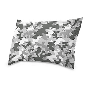 Enzenon Pillow Cases Standard Size with Zipper Cotton Print Camo Gray Super Soft Cozy Pillow Covers 16x24 Inches
