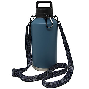 One MissionX Bottle Sling for YETI Rambler, Shoulder Strap Carrier for 64oz 46oz 36oz 26oz 18/12oz Water Bottles, Durable Accessories for Walking & Hiking (Black Camo, Rambler 12 18 26 36 46 64 oz)