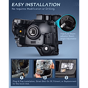 Nilight Headlight Assembly 2009 2010 2011 2012 2013 2014 F150 Chrome Housing Clear Corner Clear Lens Headlamp Replacement Driver and Passenger Side 2 Pack