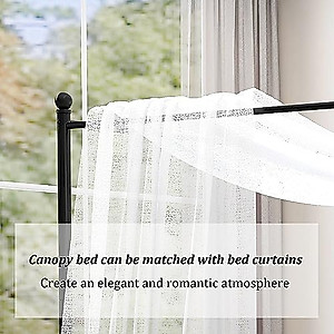 alazyhome Queen Canopy Bed Frame Four-Poster Metal Platform with Headboard and Footboard Sturdy Heavy Duty Steel Slat Support No Box Spring Needed Easy Assembly Black