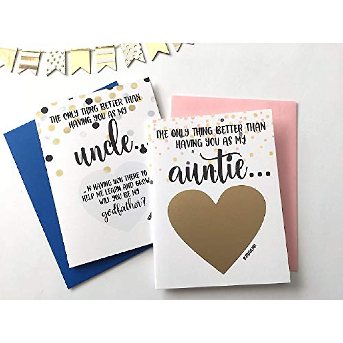 Will You Be My Godmother and Godfather Scratch Off Card Set of 2, Proposal Cards for Auntie and Uncle fron Niece Nephew (Auntie and Uncle Set)