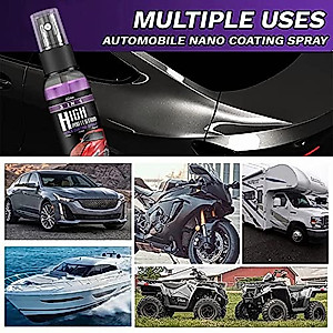 3 in 1 High Protection Quick Car Coating Spray, Extreme Slick Streak-Free Polymer Quick Detail Spray, Quick Coat Car Wax Polish Spray, Plastic Parts Refurbish Agent, Nano Cleaner for Car (300ml)