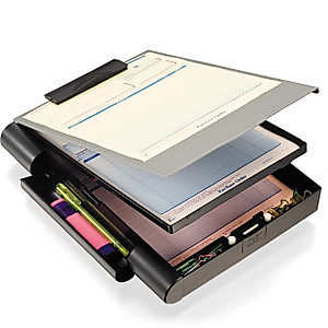 Officemate Recycled Double Storage Clipboard/Forms Holder, Plastic, Gray/Black (83357), (Model: OIC83357)