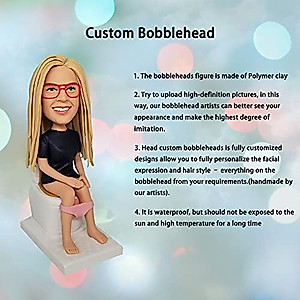 Mydedor Custom Bobbleheads Woman Sitting on Toilet Figurine Customized Doll Birthday Gifts for Women, Bobble Head Figures Handmade Personalized Car Dashboard Gift for Mom Bestfriend Office Coworker