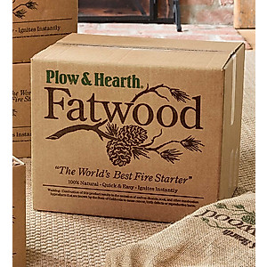 Plow & Hearth Fatwood Fire Starter Organic Kindling Firewood Sticks for Wood Stoves Fireplaces Campfires Fire Pits, Non Toxic, 30 LB - Approx 360 Sticks