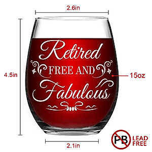 Retirement Wine Glass, Retired Free and Fabulous Stemless Wine Glass 15Oz - Retirement Gifts for Women, Men, Friends, Sister, Coworker, Boss, Teacher, Nurse