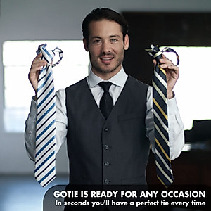 GoTie Paisley Neckties For Men - Ready to Wear - Pretied Adjustable Neckties - Silver Paisley Tie