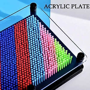 Sharkwill 3D Pin Art Sensory Toy Rainbow Needles Fidget Palm Board Extra Large(6 x 8 Inches) Arouse Sense of Imagination Innovative Boundless Creativity