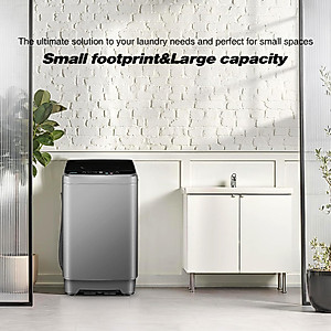 Portable Washing Machine, 25 LBS Full Automatic Portable Washing Machine with 8 Water Levels and 10 Programs Laundry Drain Pump, Grey Low Noise Washing Machine for Camping, Apartment