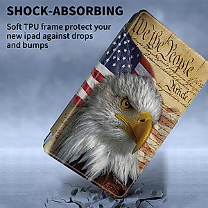 Case for Samsung Galaxy Tab A8 10.5 Inch 2022 (SM-X200/SM-X205/SM-X207) 360 Degree Rotating Swivel Stand PU Leather Cover with Auto Wake Sleep, USA Flag Eagle Constitution