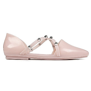 Melissa Womens Pointy Stripe Ballerina Shoes Pink 8