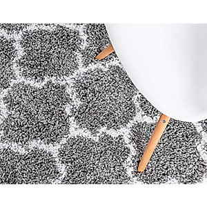 Unique Loom Rabat Shag Collection Area Rug - Marble (5' 1" x 8' Rectangle, Gray/ Ivory)