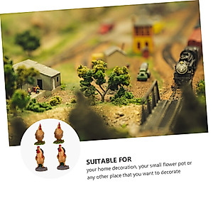 Veemoon 4pcs Simulation Rooster Hen Miniatures Figurines Outdoor Animal Statues Country Stuff Bonsai Pot Figure Bonsai Mini Ornament Miniature Garden Ornaments Landscape Figurine Crafts