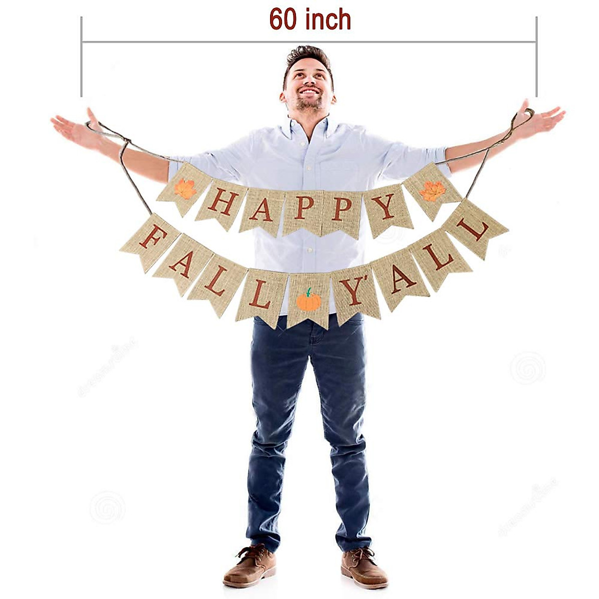 Happy Fall Yall Burlap Banner for Fireplace Thanksgiving Decor Fall Sign Mantel Autumn Rustic Maple Leaf Pumpkin Harvest Banner Decorations Home Wall Hanging Indoor Outdoor Office