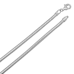 3mm Solid .925 Sterling Silver Round Snake Choker Chain Necklace, 18 inches
