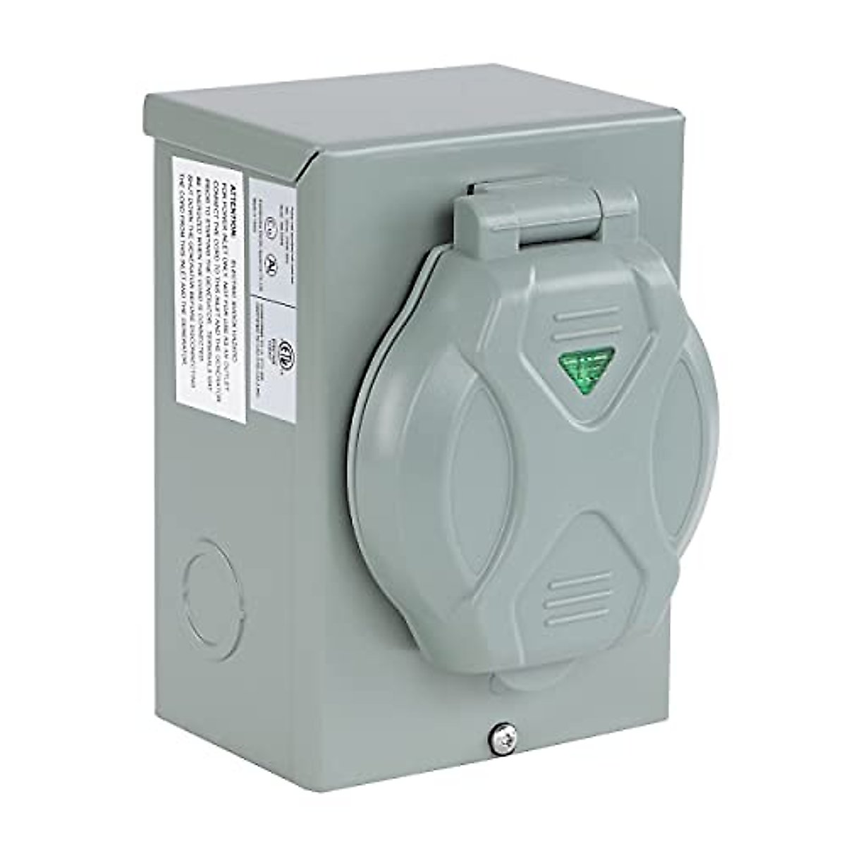 BISupply 50 Amp Generator Inlet Box - 3 Prong Power Inlet Box, SS 2-50P 125V/250V Connection Box with Light Indicator