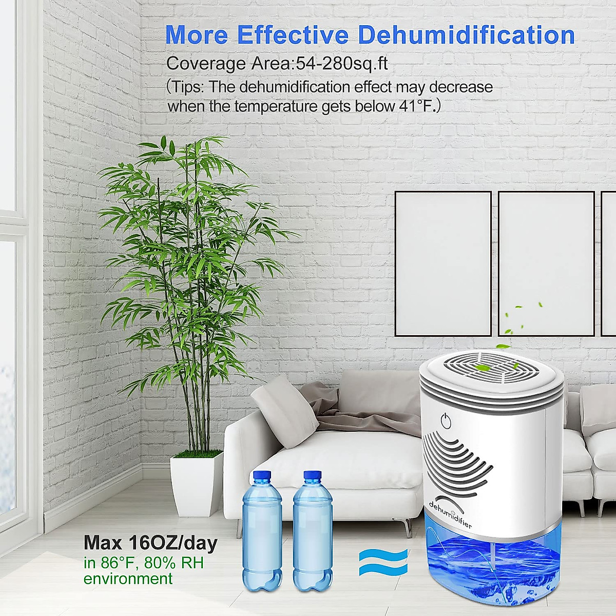 Dehumidifier TOMERSUN 2600 Cubic Feet(280 sq ft) Small Dehumidifiers for home 35oz Mini Dehumidifier for home,Basement,Bathroom, Closet,RV,Bedroom,Kitchen