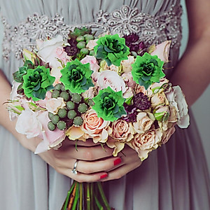 ULTNICE Artificial Faux Flower Heads Home Garden Party Decor 50pcs(Dark Green)