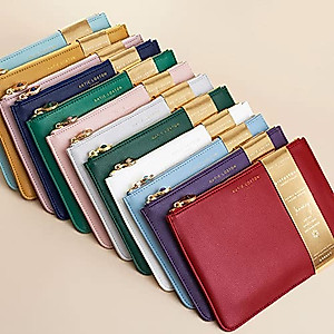 KATIE LOXTON Birthstone Jewel Shade Womens Medium Vegan Leather Sentiment Perfect Pouch May Dark Green