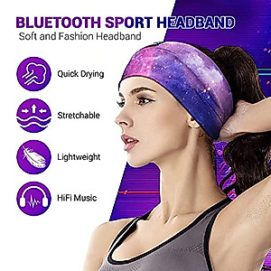 LC-dolida Bluetooth Headband Headphones, Starry Music Cozy Band Wireless Sleeping Headband Sleep Headphone Bluetooth Headband with Thin Speaker Microphone Handsfree Best Gift Ideas Perfect for Sports