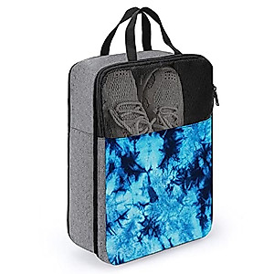 Frcavbin Indigo Tie Dye Travel Shoe Bag Shoes Carrier with Handle and Zipper Foldable Shoe Puches Organizer for Home storage School starts