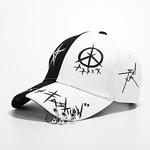Graffiti Baseball Cap, K-pop Boys Outdoor Iron Ring Snapback Hat，Black White Hiphop Hat, Dad Hat, techwear Hat, tech Wear Cap, Trucker Hat for Men Women