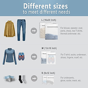 3Pcs Durable Diamond Mesh Laundry Bags for Delicates (1 Large 16 x 20 Inches, 1 Medium 12 x 16 Inches, 1 Small 9 x 12 Inches)