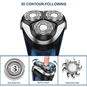 SweetLF Electric Razor for Men IPX7 Waterproof Electric Shavers Wet & Dry Use Rechargeable Shavers for Men（Quiet, Charge Time: 1 Hour, Use Time 120 min,2 Years Warranty),Blue