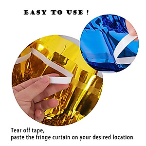 2 Pack Red and Blue Foil Fringe Curtains Photo Booth Prop Tinsel Streamer Backdrops Birthday Party Supplies Bachelorette Bridal Wedding Baby Shower Graduation Party Decorations, 3.3 x 6.6 ft