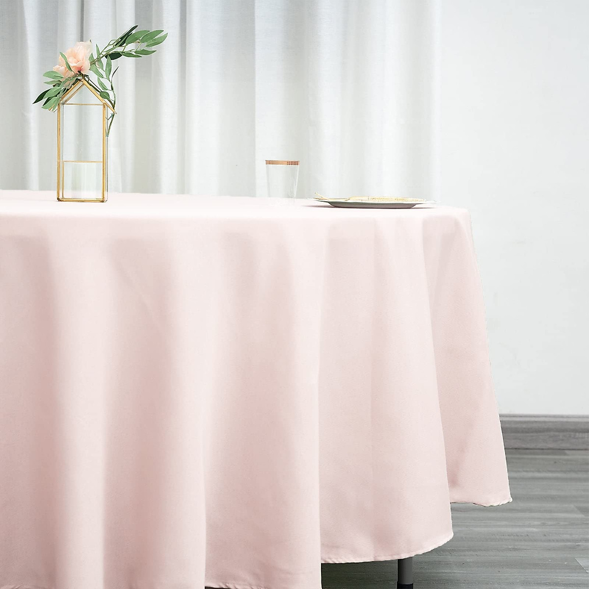 Efavormart 108" Blush/Rose Gold Polyester Round Tablecloth